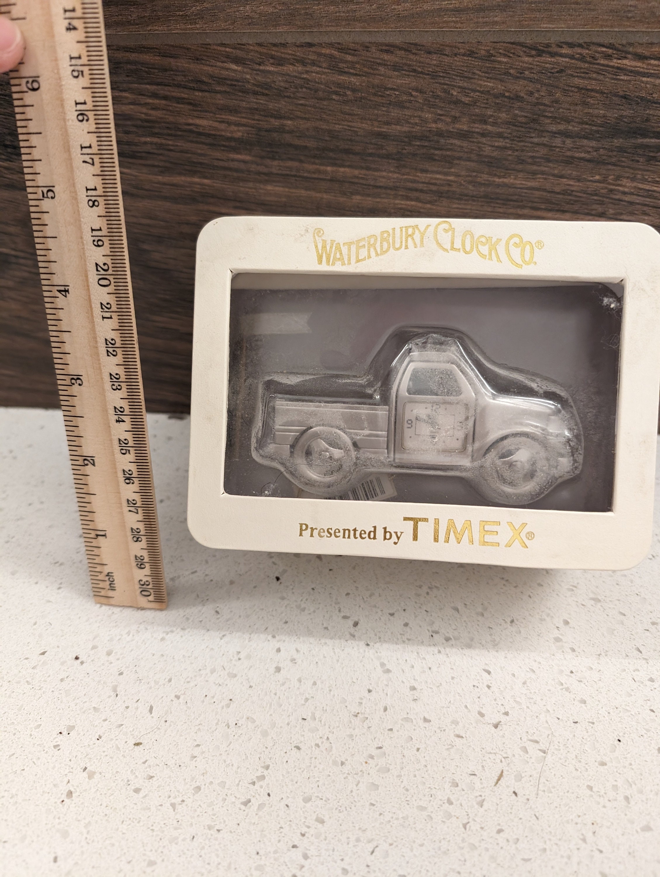 Silver Toned Pickup Truck Desk Clock // Waterbury Co. Timex // Heavy ...