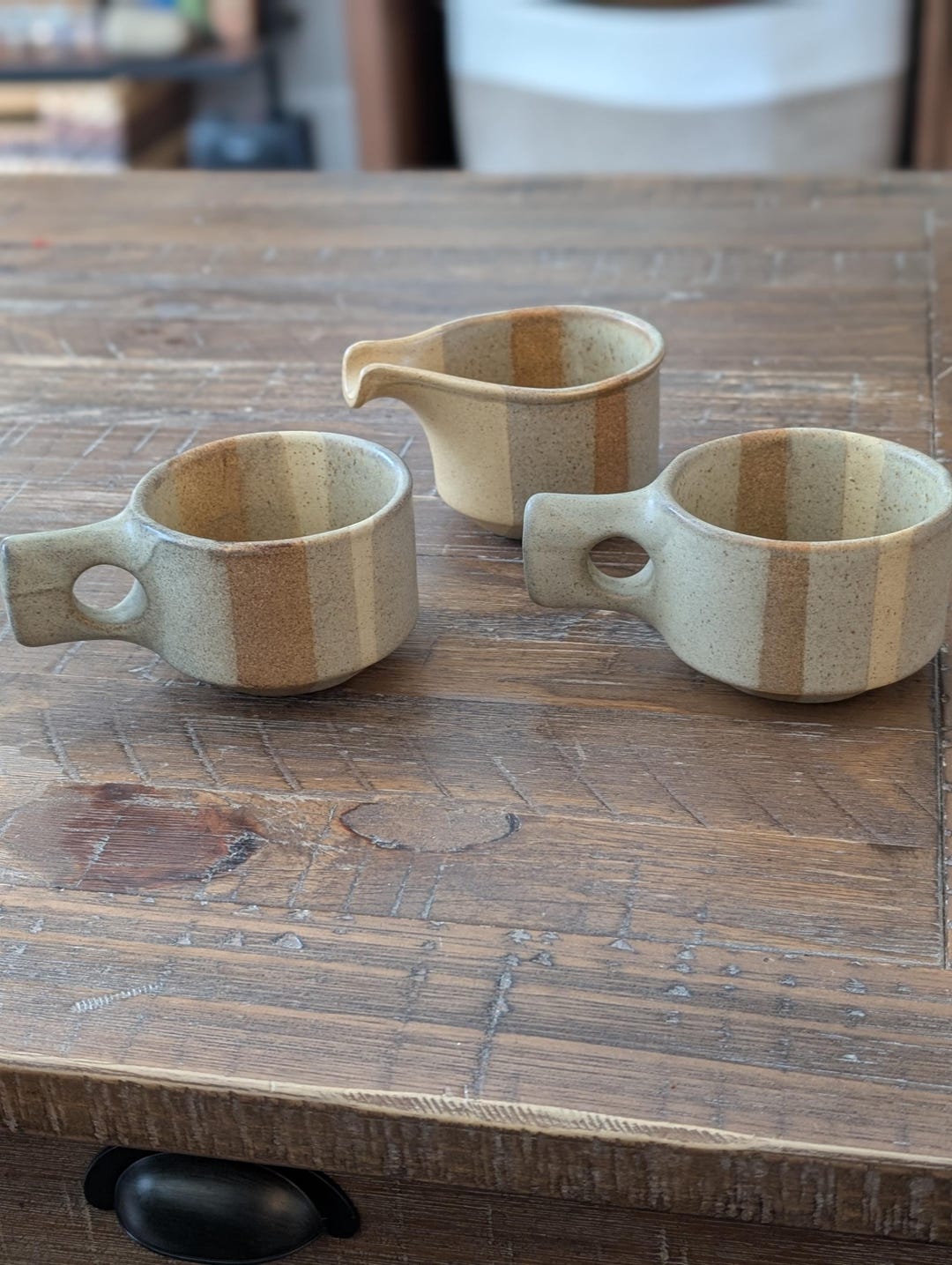 Vintage Set of 2 Stoneware Mugs & Pitcher, 1970's Fabrik Pottery of ...