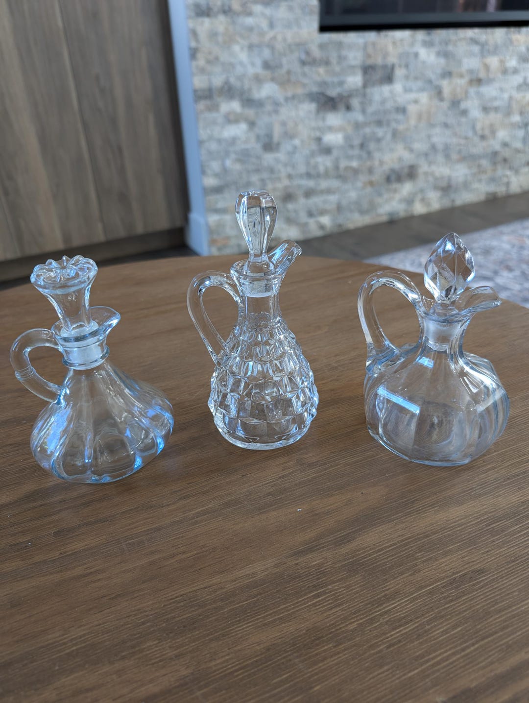 Mismatched Vintage Cruets With Stoppers Clear Set of 3 Small Cruet ...