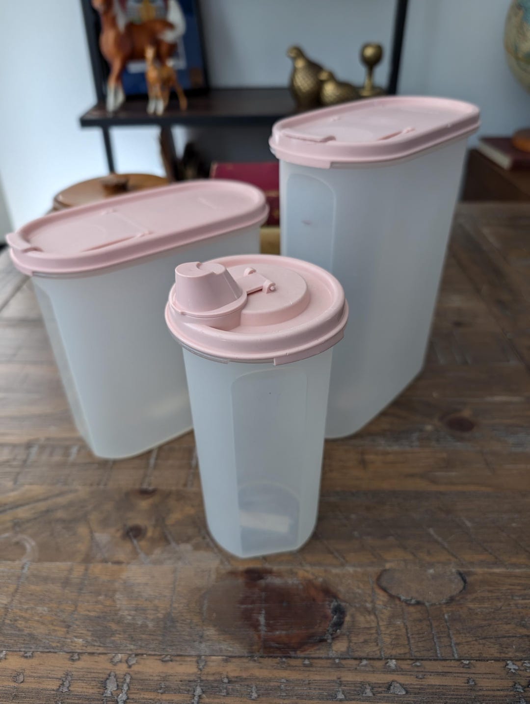 Vintage Tupperware Cereal Storage Container With Rose Pink Lids & Round ...