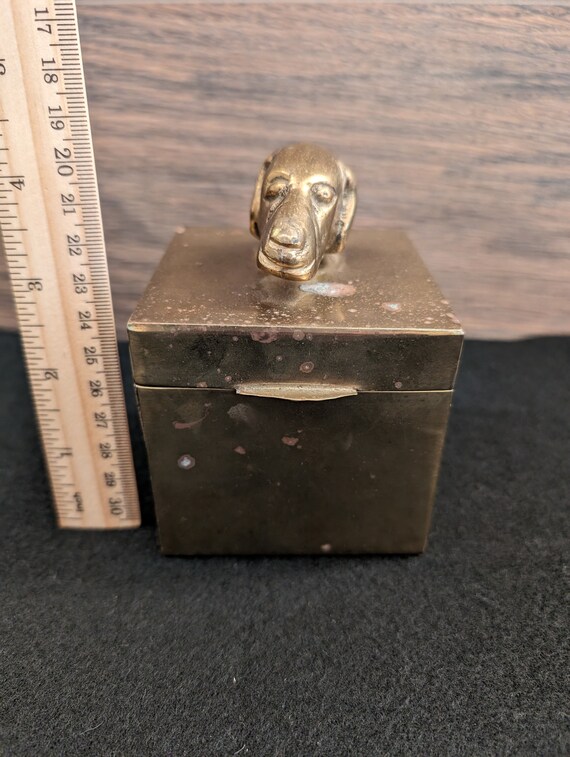Hinged Brass Box With Dog Head on Lid // RARE and Uni… - Gem