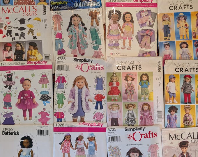 Simplicity Mccall's Butterick 18" Doll Clothes Sewing Patterns Uncut ...