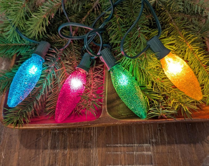 Vintage Christmas Ice Frosted Sugar Replacement C7 Light Bulbs - Set of ...
