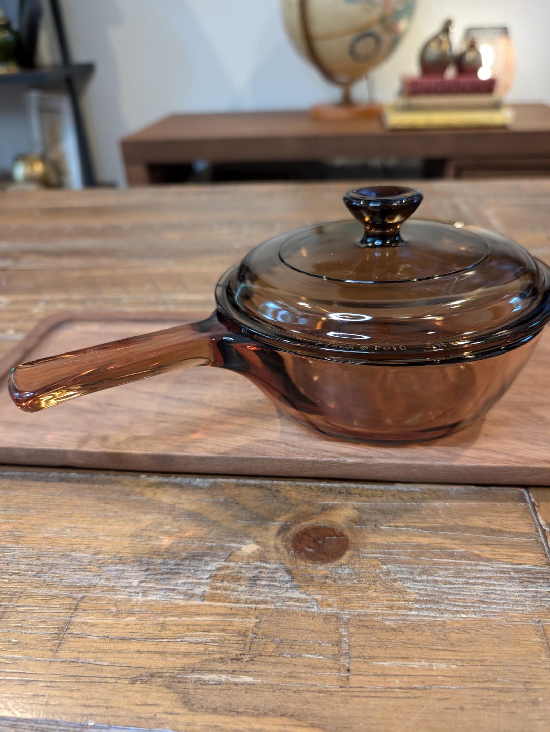 Pyrex Corning Visionware Amber Glass .5L Half Liter Pot Sauce Pan With ...