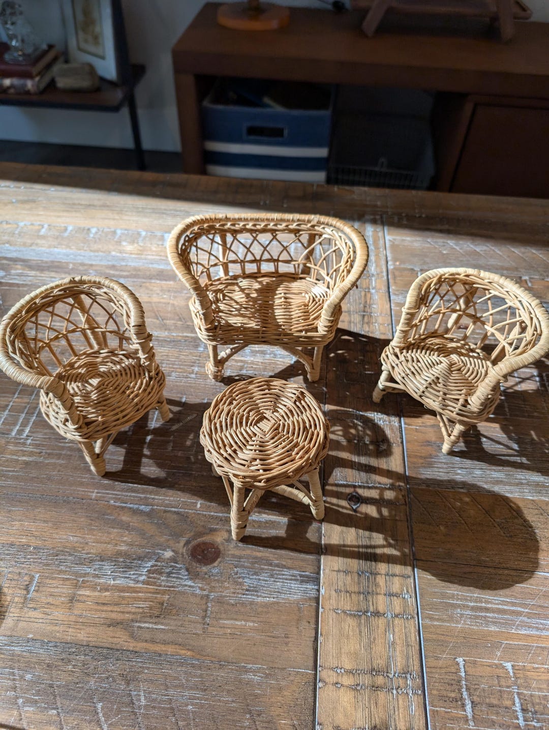 Set of Four Pieces of Vintage Wicker Doll Furniture Set // Barbie Size ...