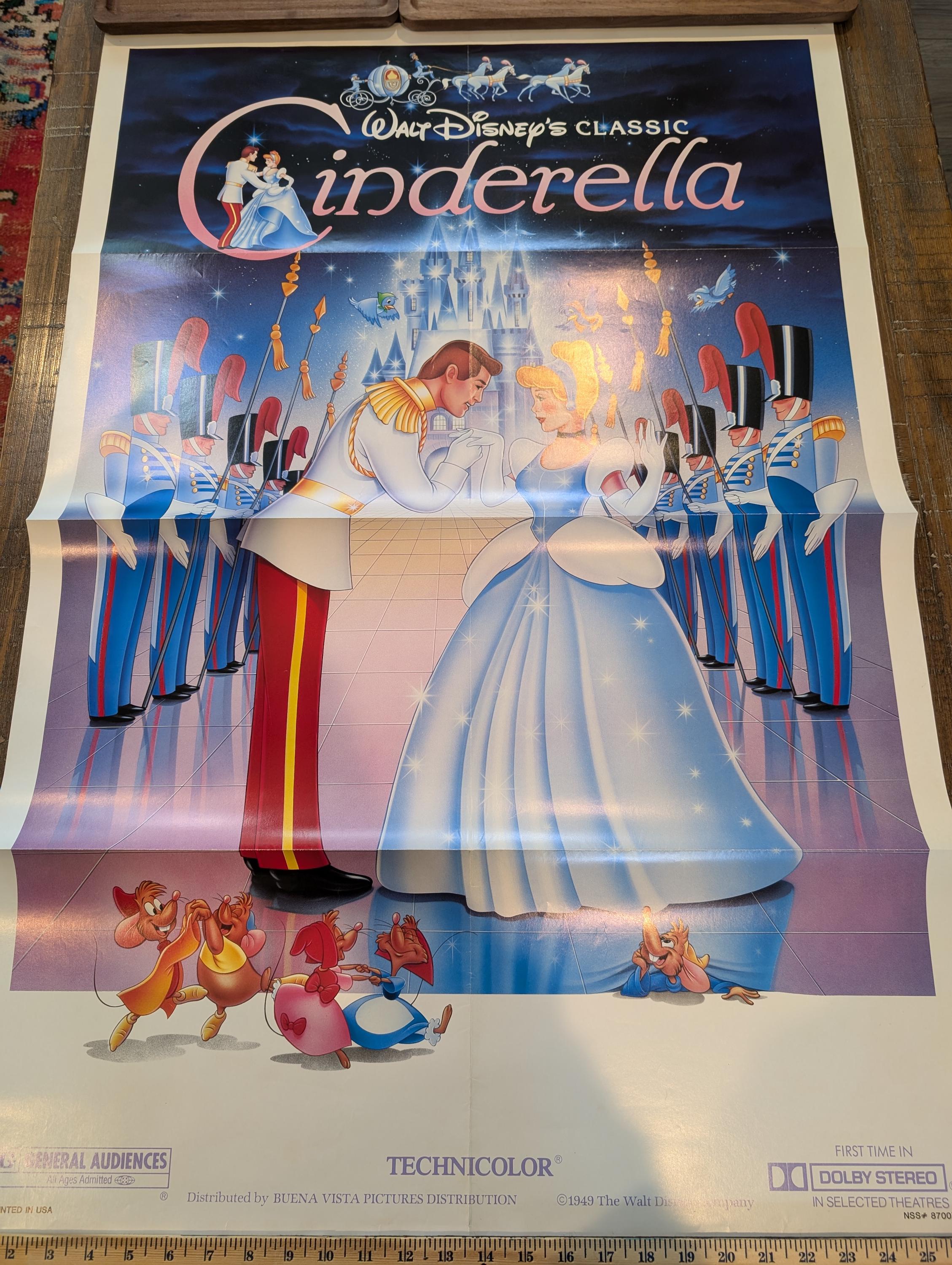 Original Movie Poster Walt Disney's "cinderella" 1987 Release ...