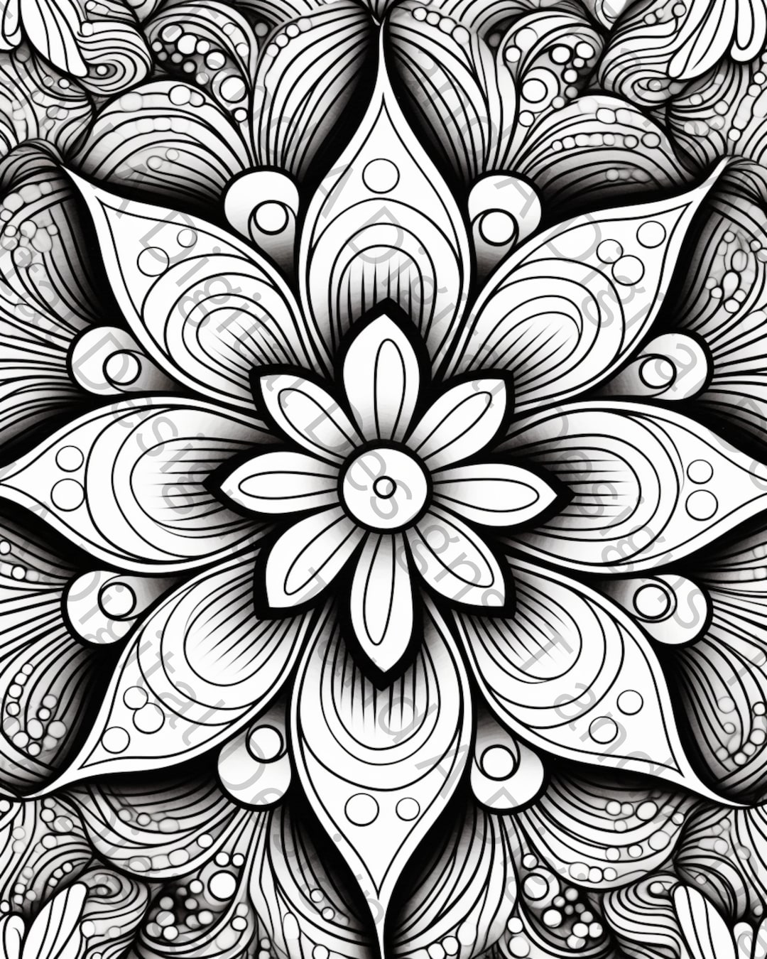 Mandala Design Coloring Page Instant Download, Relaxing Art Therapy ...