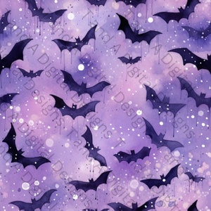 Halloween Bats Purple Digital Paper, Scrapbook Printable Paper ...