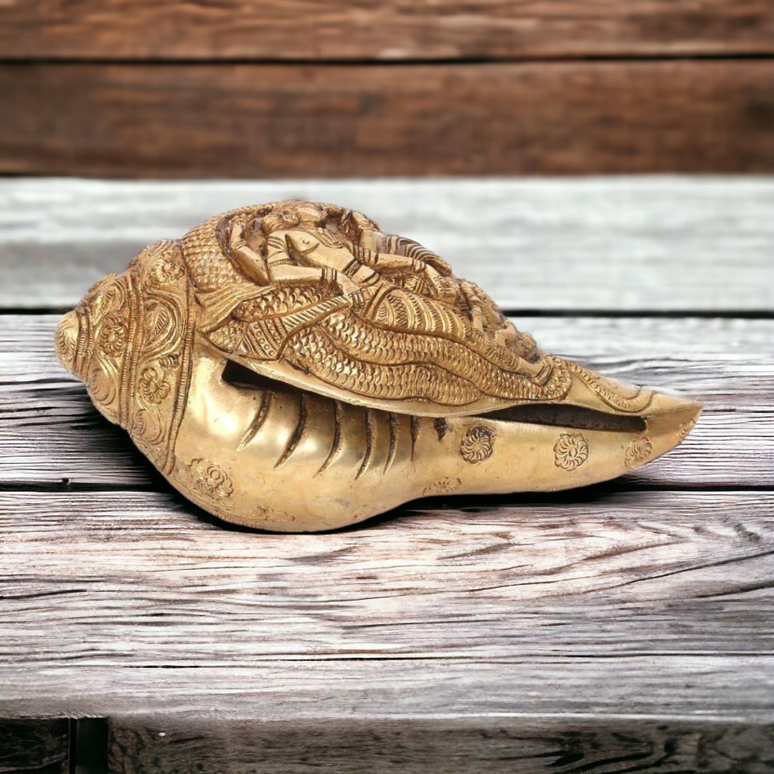 Exquisite Brass Vishnu Lakshmi Shank/conch/shell, Brass Showpiece ...