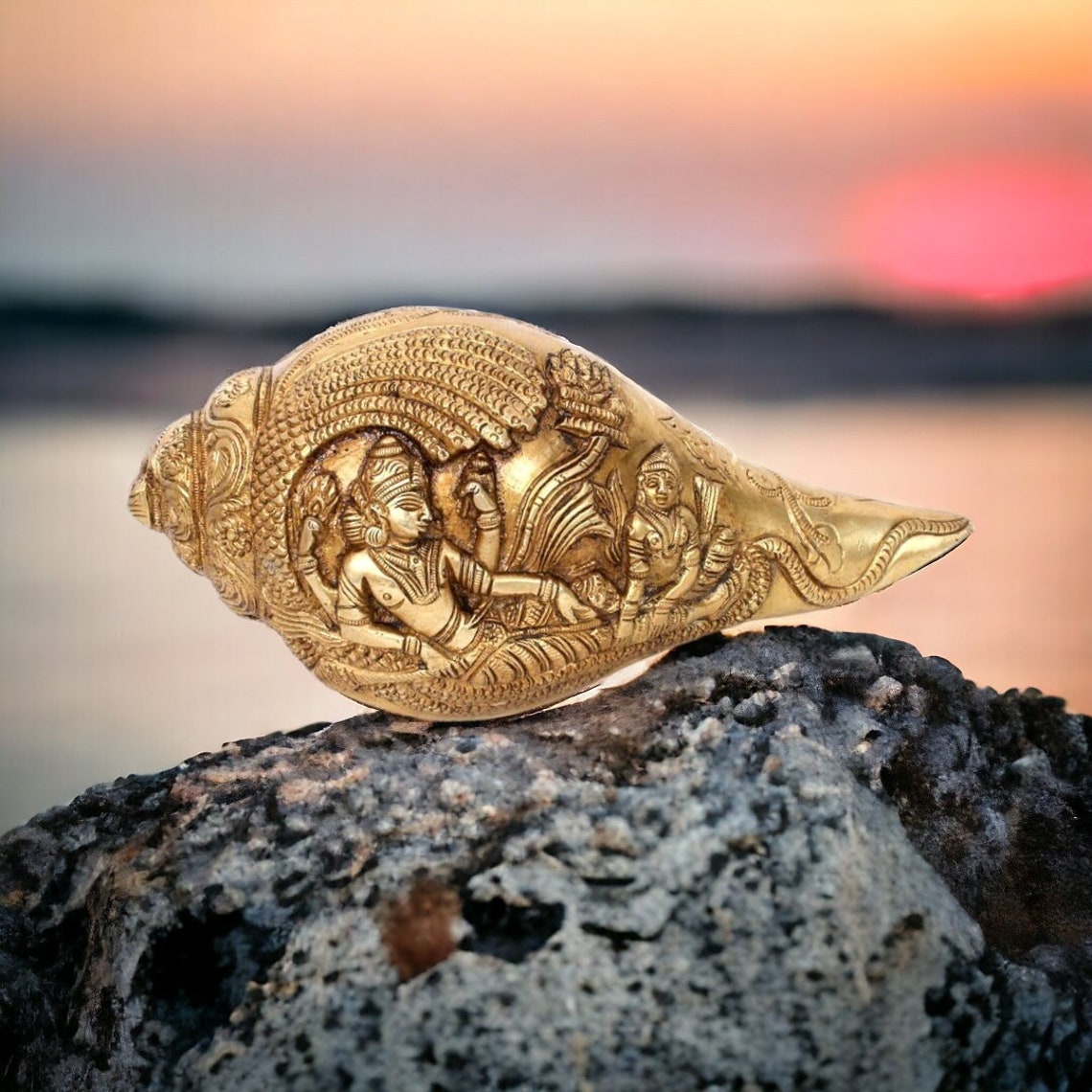 Exquisite Brass Vishnu Lakshmi Shank/conch/shell, Brass Showpiece ...