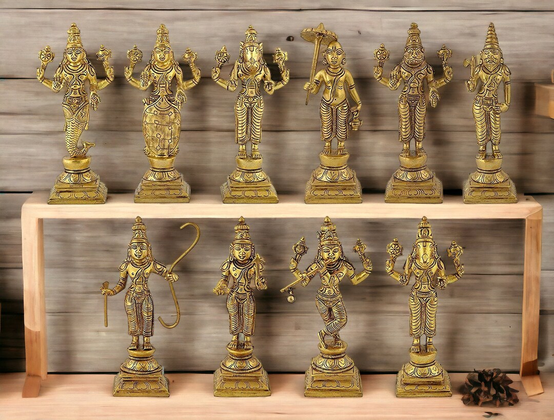 Brass Dashavatara, Dasavatharam of Lord Vishnu, Ten Incarnations ...