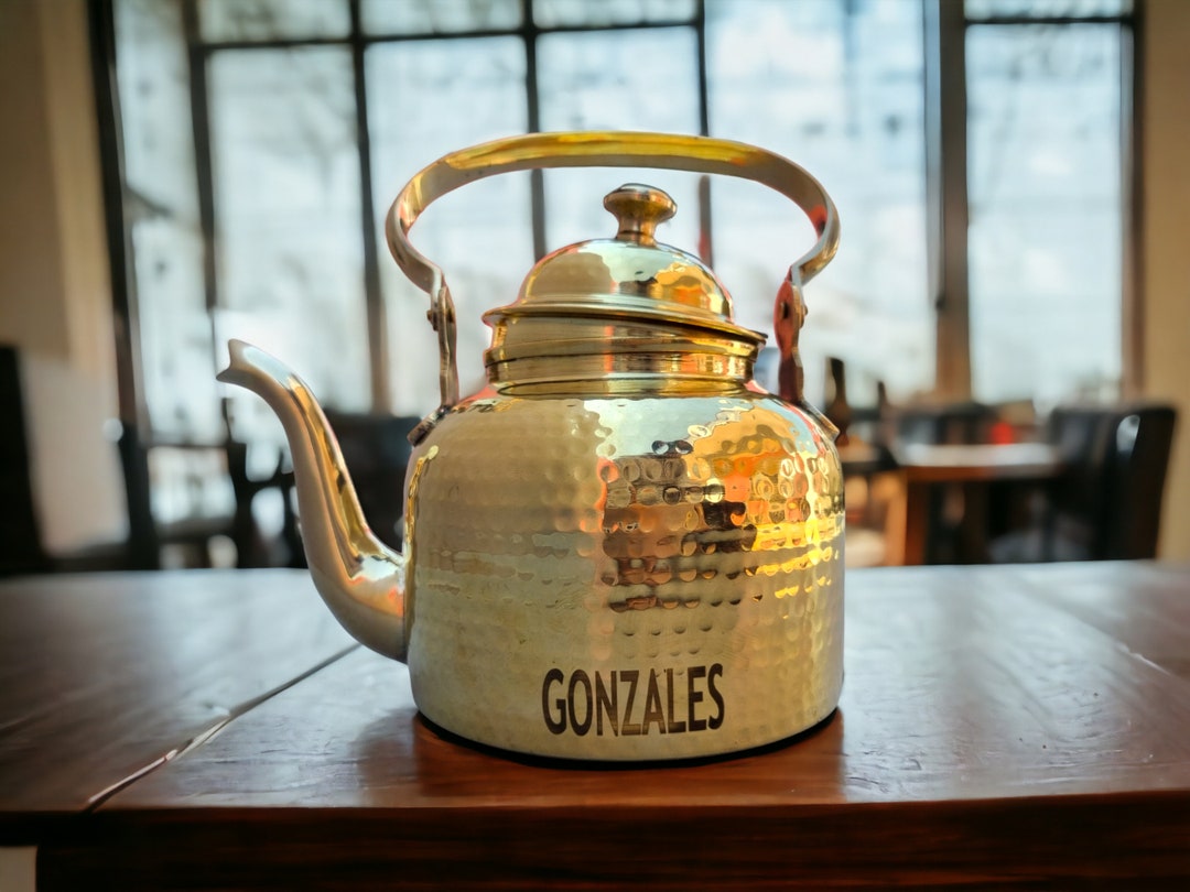 Personalized Brass Kettle With Handle, Engraved Brass Home Decor ...