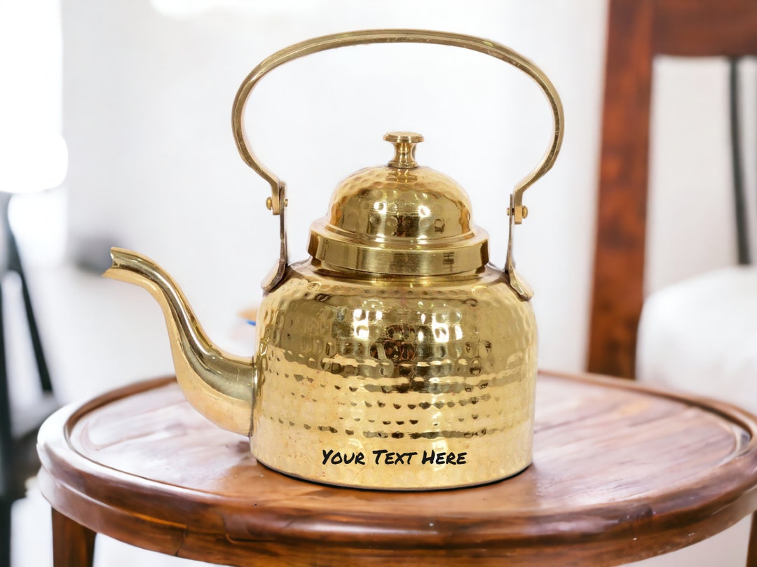 Personalized Brass Kettle With Handle, Engraved Brass Home Decor ...