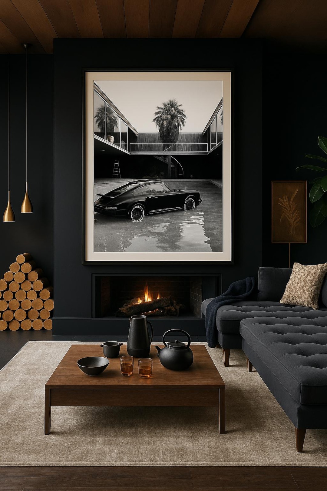 Porsche Pool 911 Black and White Photography Art Print (digital ...
