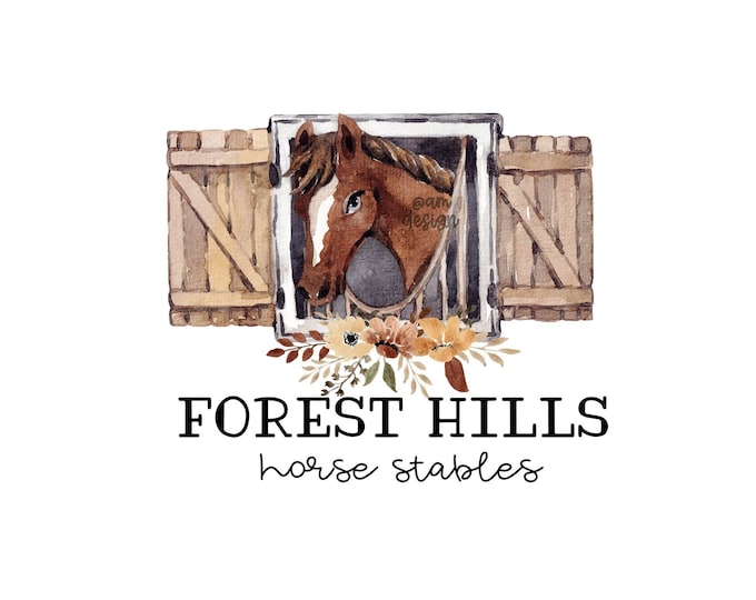 Pre-made Logo, Custom Logo, Horse Stable Logo, Logo Design, Business ...
