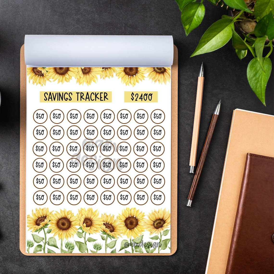 Printable Sunflower Savings Tracker Sinking Funds Tracker - Etsy