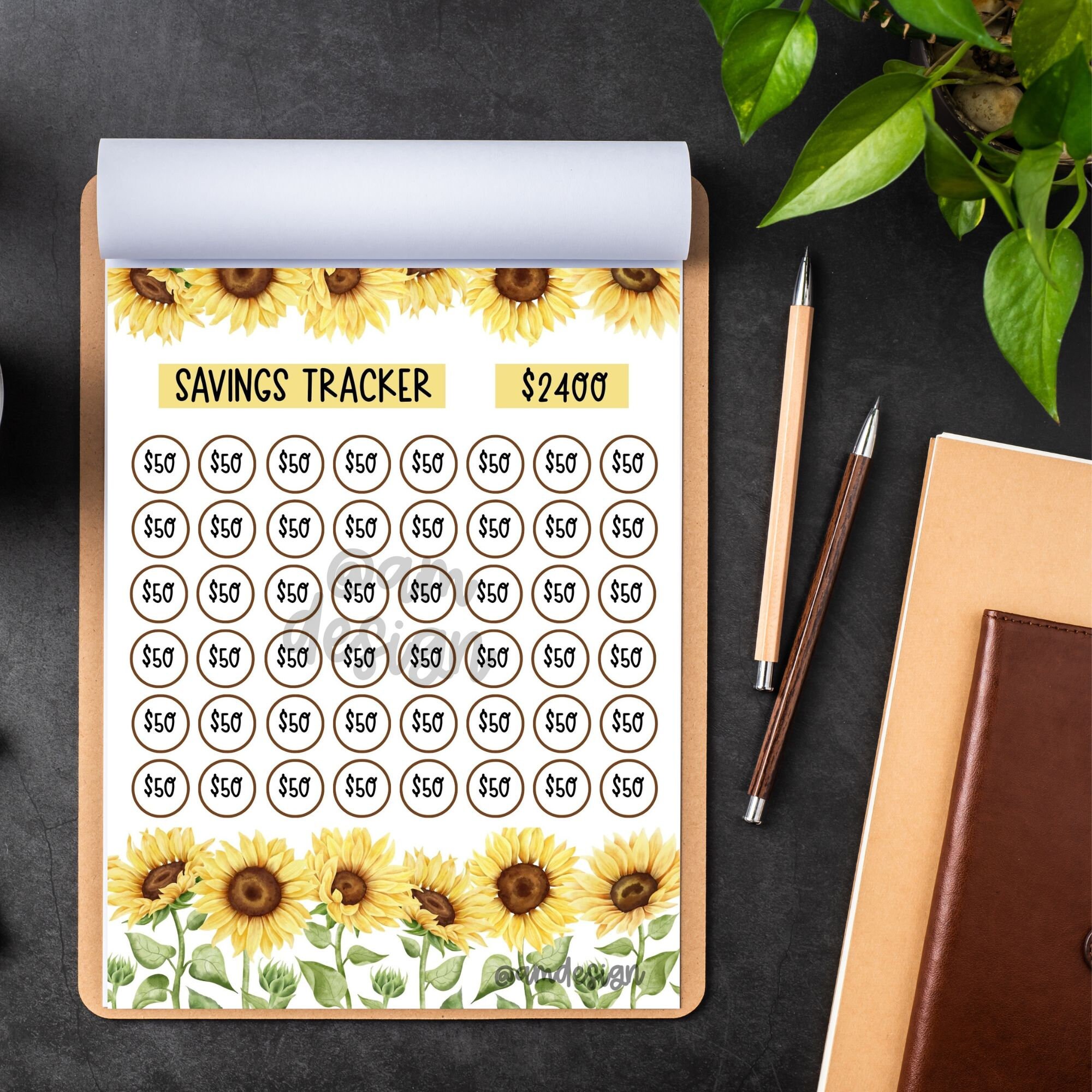 Printable Sunflower Savings Tracker Sinking Funds Tracker - Etsy