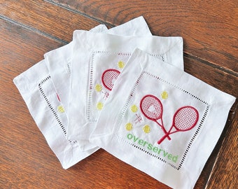 Funny Embroidered Cocktail Napkins tennis Cocktail Napkins - Etsy