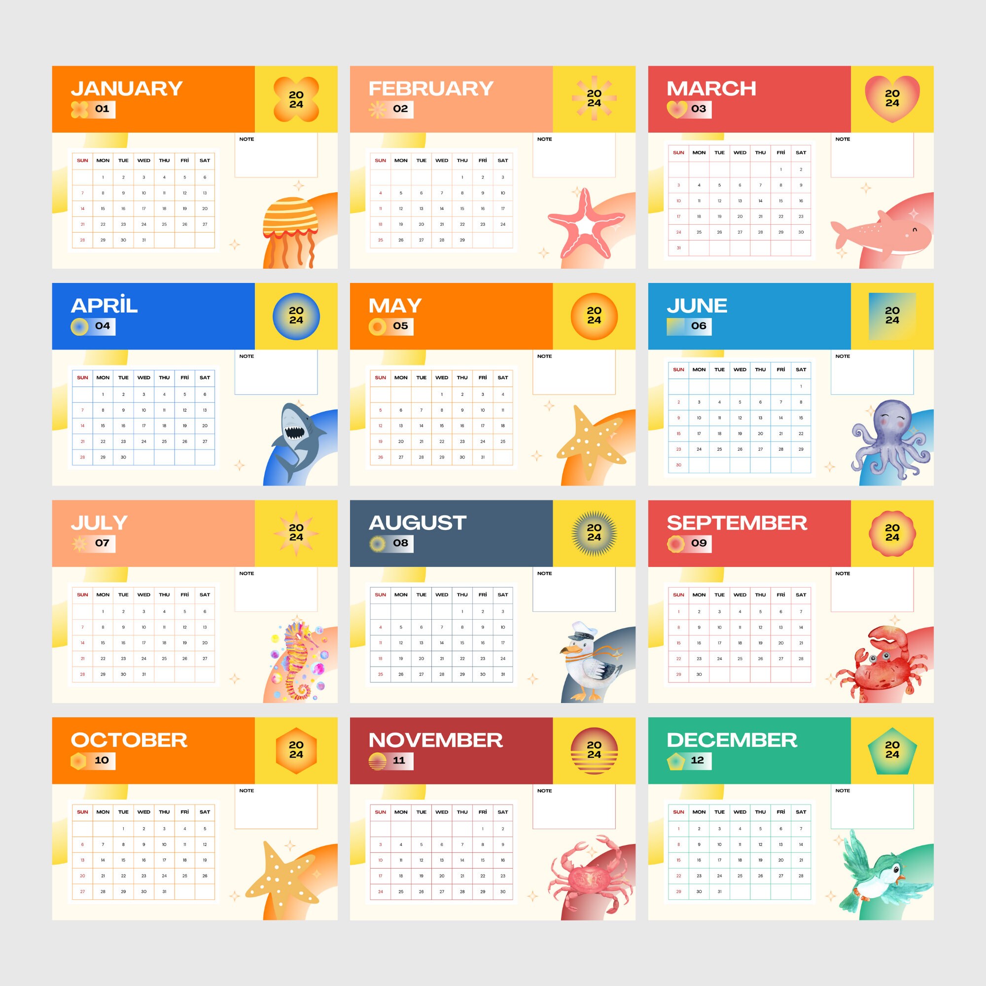 Printable Calendars, Printable Kids Calendars, 2024 Calendars, Funy ...