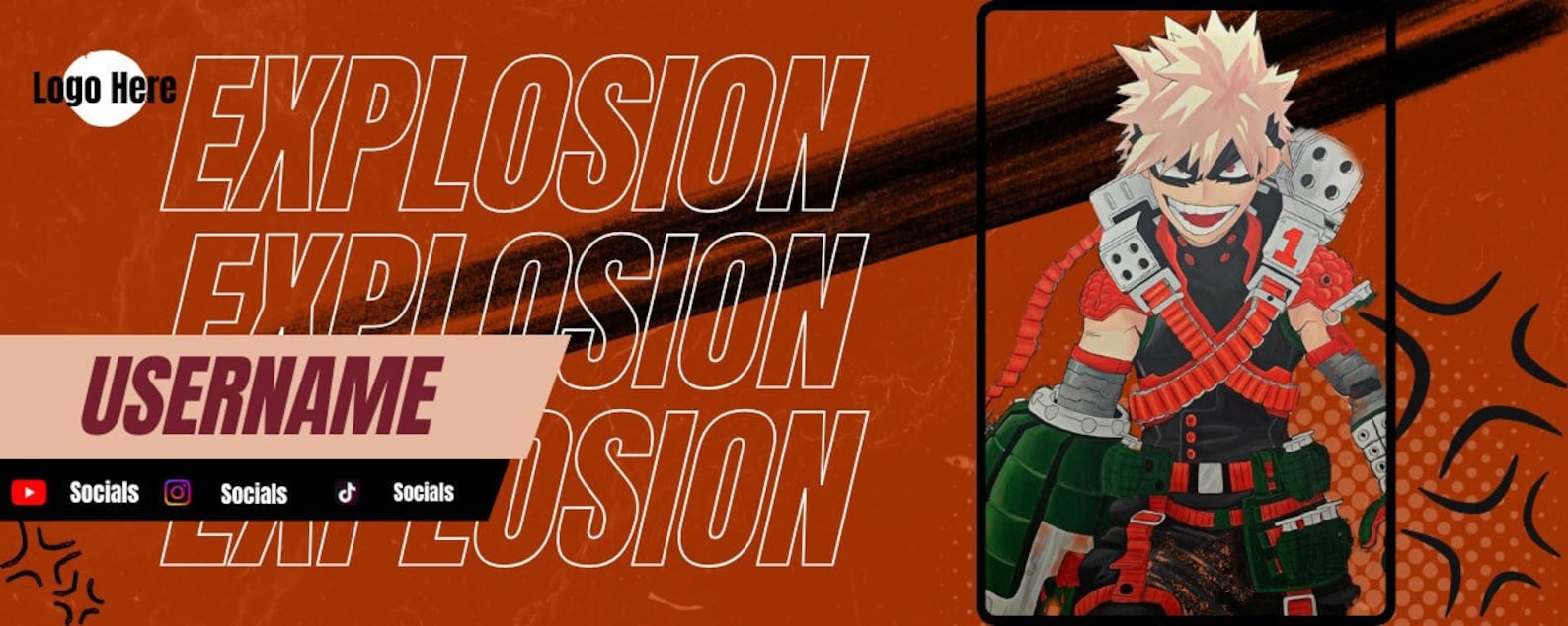 Custom Bakugo Twitch Banner - Explosive Hero Overlay - Etsy