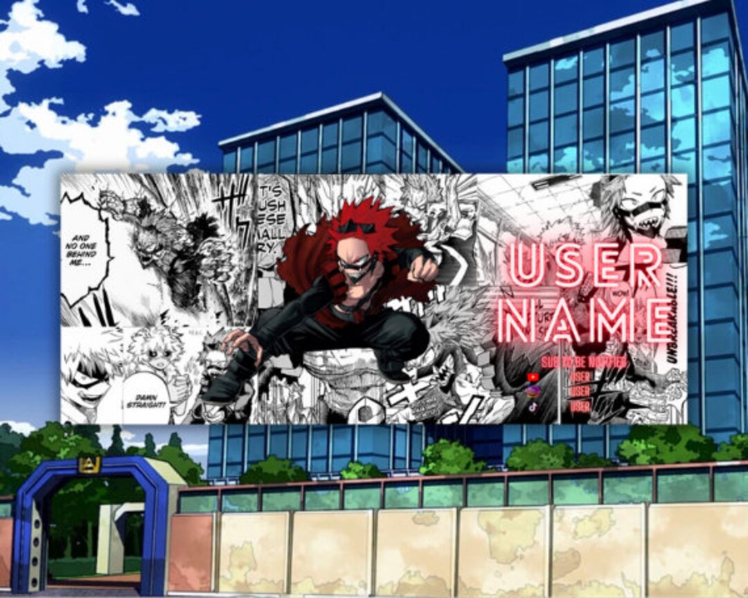 Kirishima-inspired Twitch Banner - Heroic Red Riot Art - Customizable ...