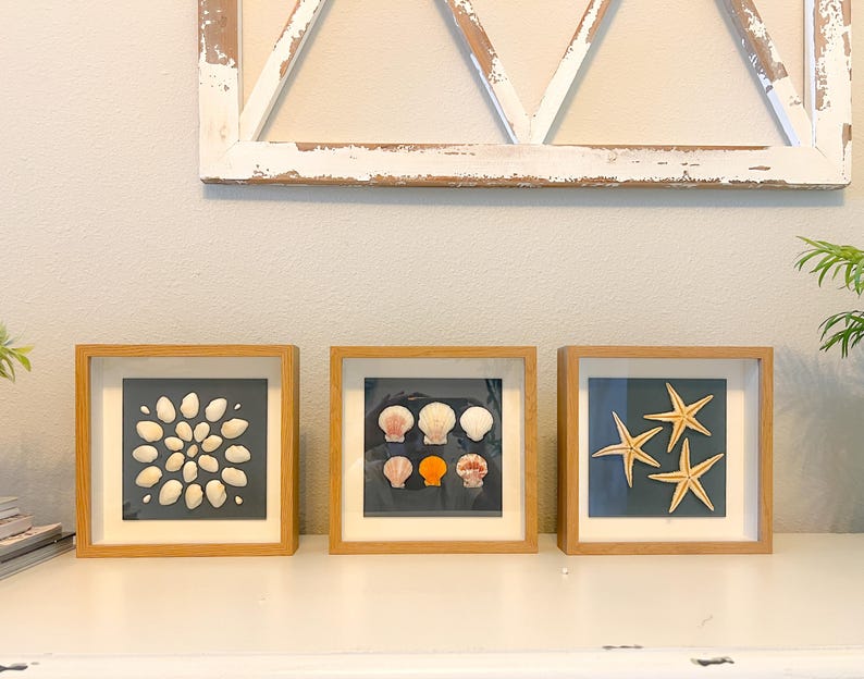 Seashell Wall Art - Coastal Decor Gift for Mom - Handmade Beach Frame ...