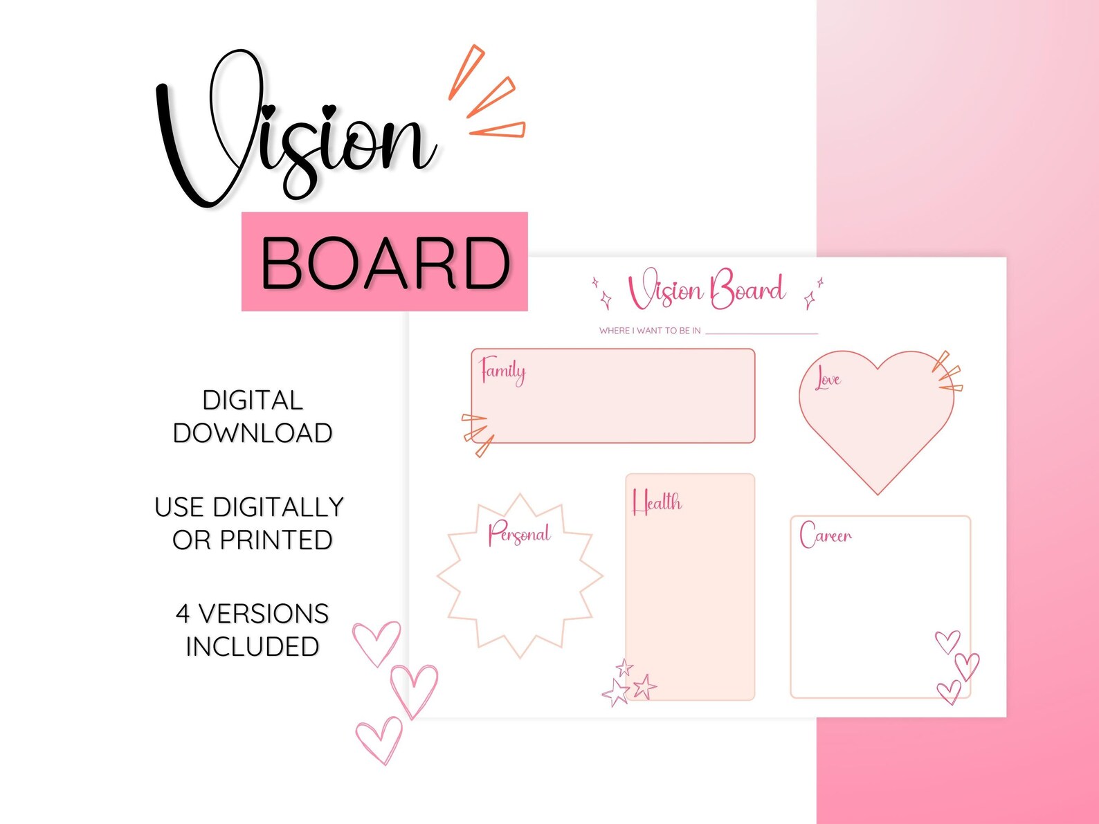 Horizontal Vision Board, Vision Board Kit, Manifestation Planner, Law ...