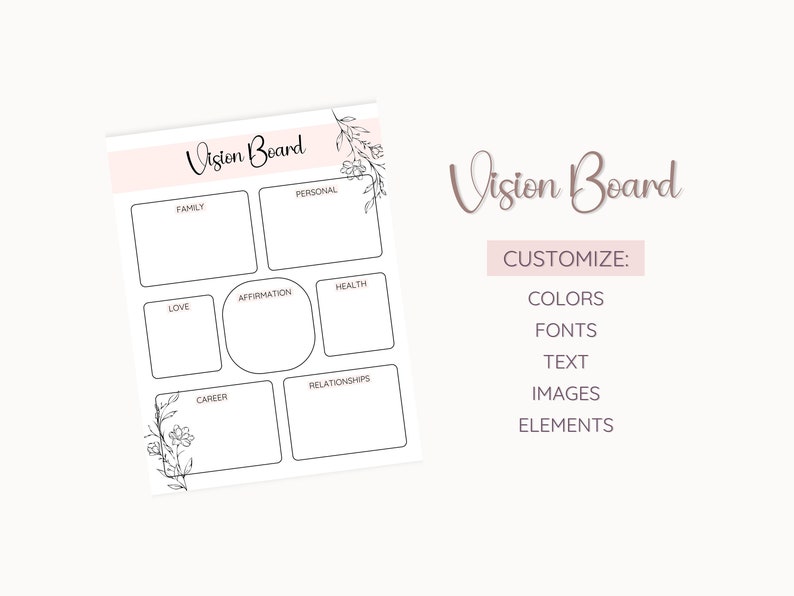 Vision Board Template Bundle, Goal Setting Planner (digital Download ...