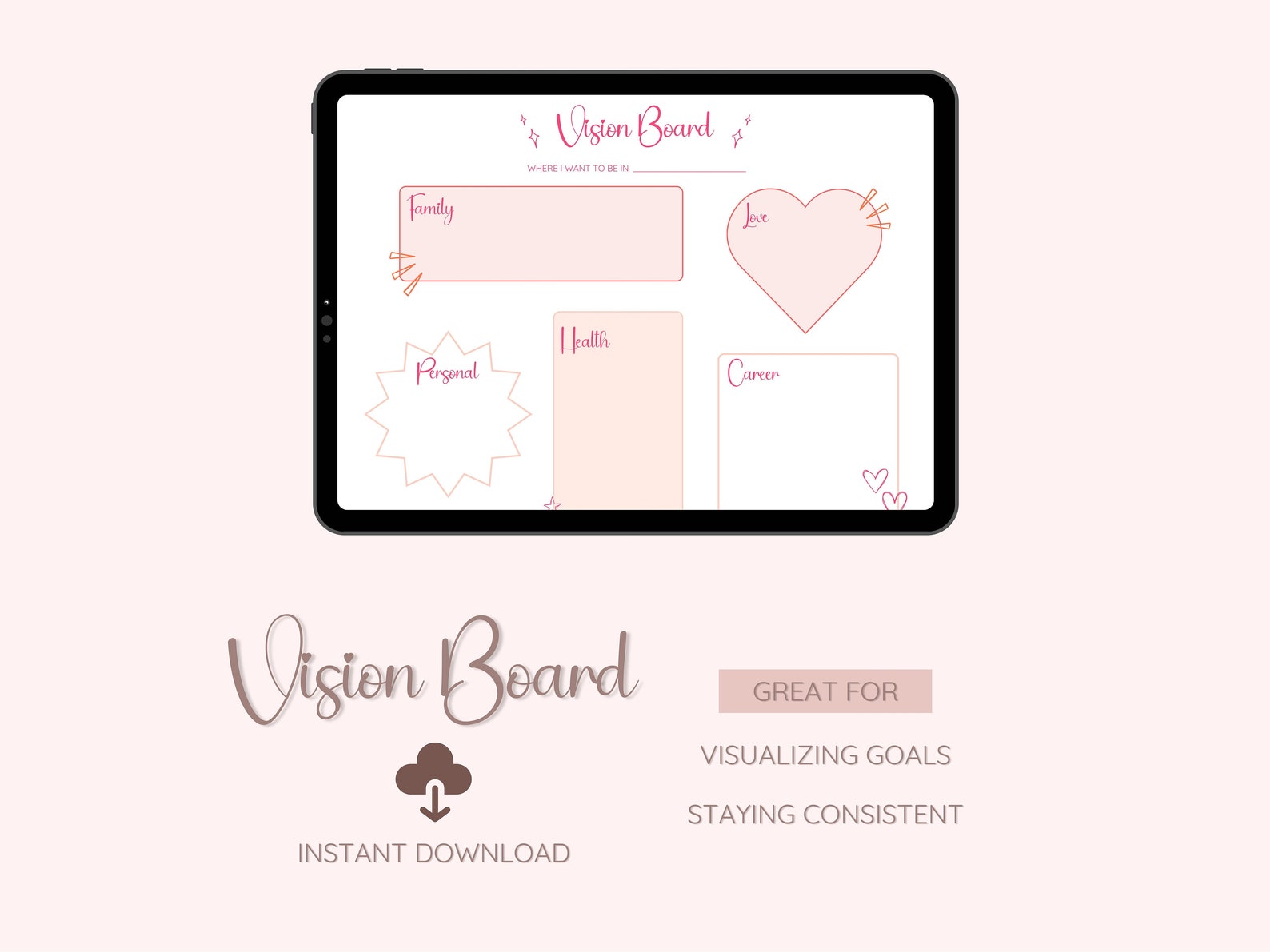 Horizontal Vision Board, Vision Board Kit, Manifestation Planner, Law ...