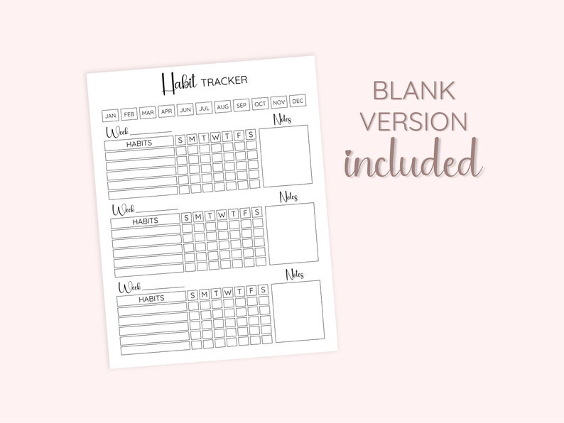 Vertical Habit Tracker, Printable Monthly Habit Tracker, Habit Tracker ...