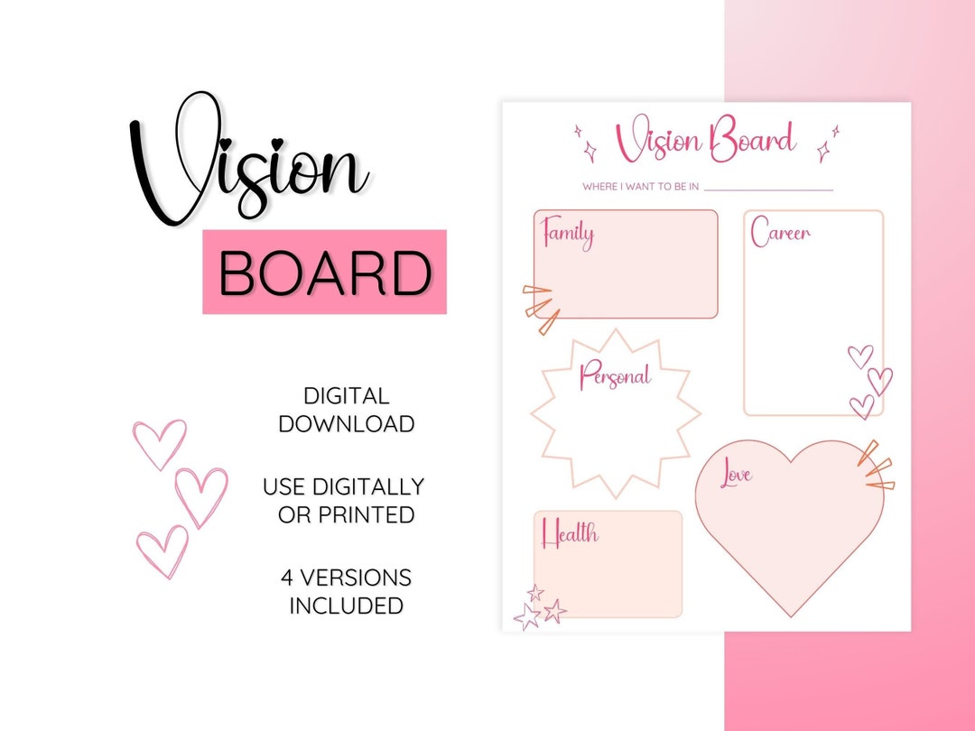 Printable Vertical Vision Board Kit, Goal Setting Planner (digital ...
