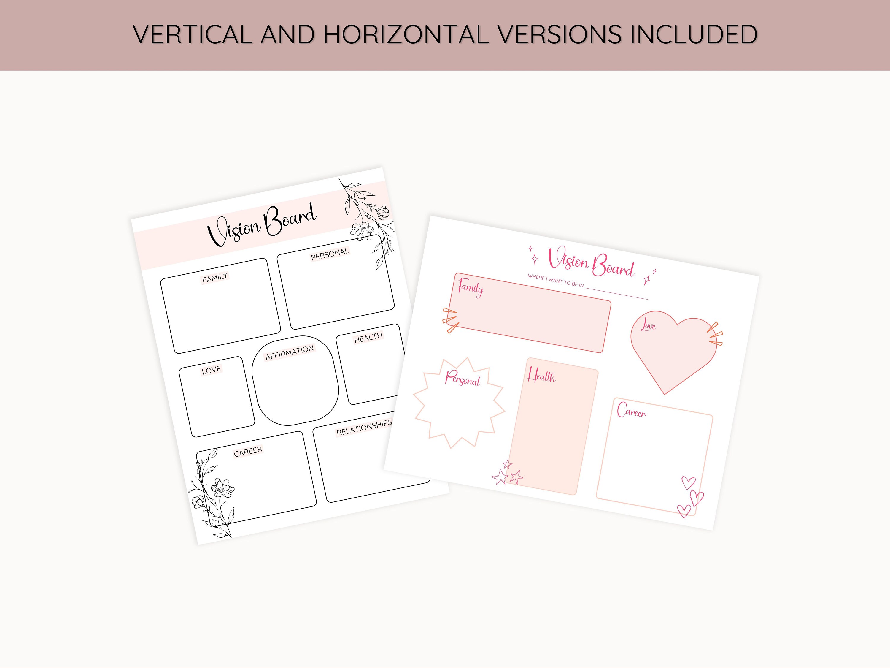 Vision Board Template Bundle, Goal Setting Planner (digital Download ...