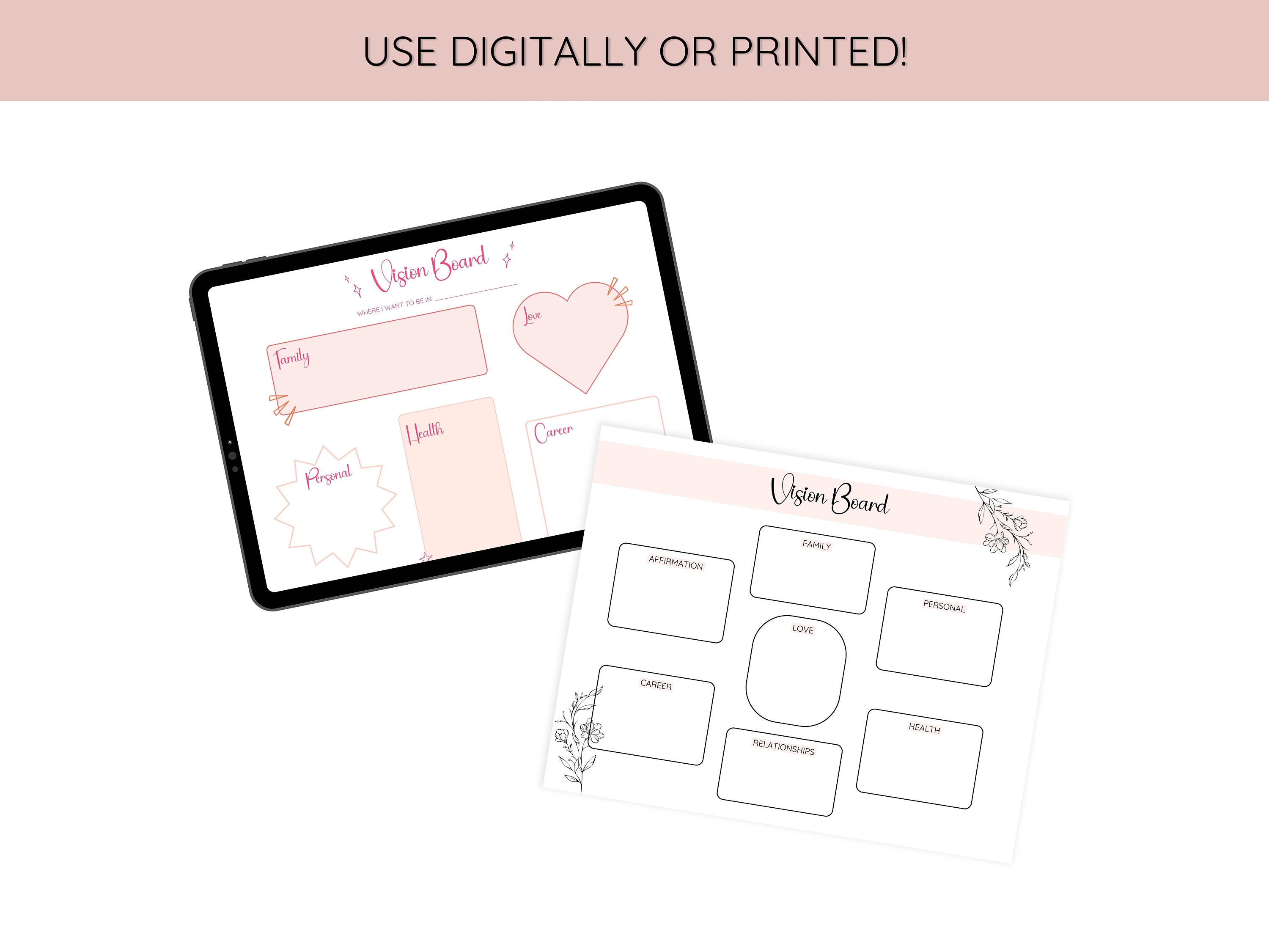 Horizontal Vision Board, Vision Board Kit, Manifestation Planner, Law ...