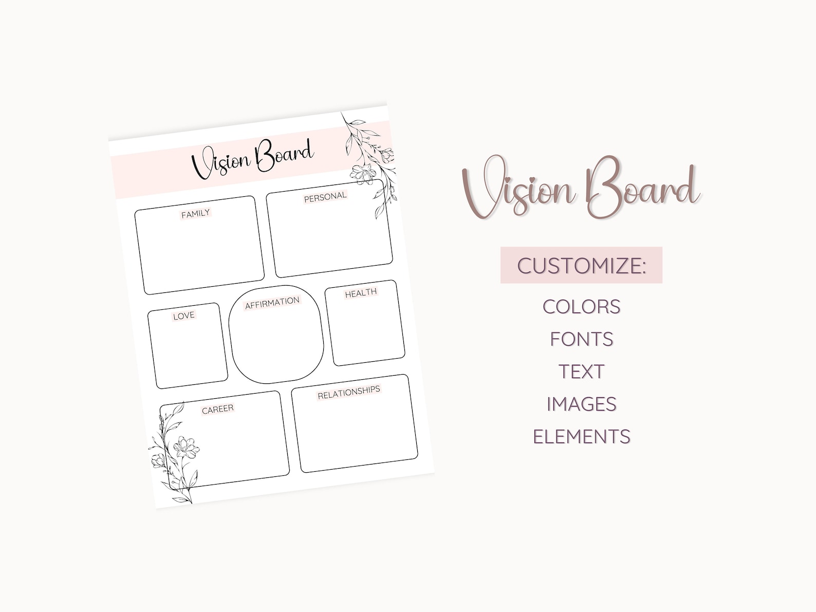 Vertical Vision Board, Vision Board Kit, Manifestation Planner, Law of ...