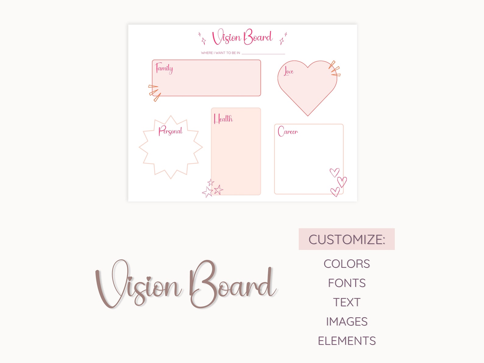 Horizontal Vision Board, Vision Board Kit, Manifestation Planner, Law ...