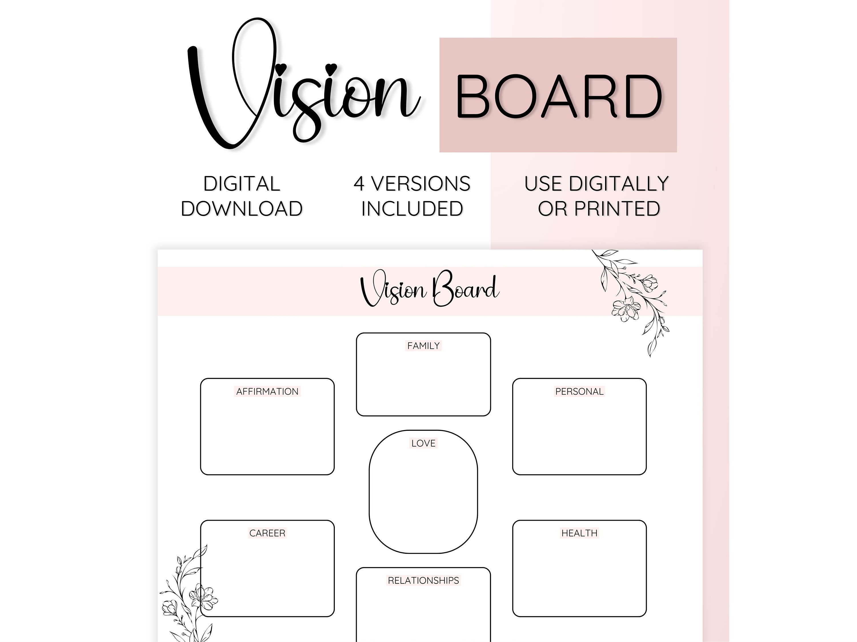 Horizontal Vision Board, Vision Board Kit, Manifestation Planner, Law ...