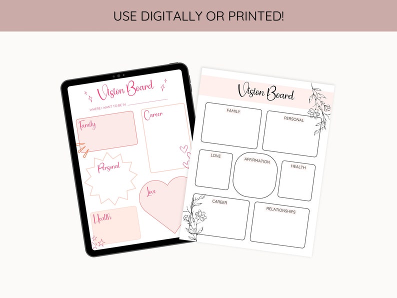 Vertical Vision Board, Vision Board Kit, Manifestation Planner, Law of ...