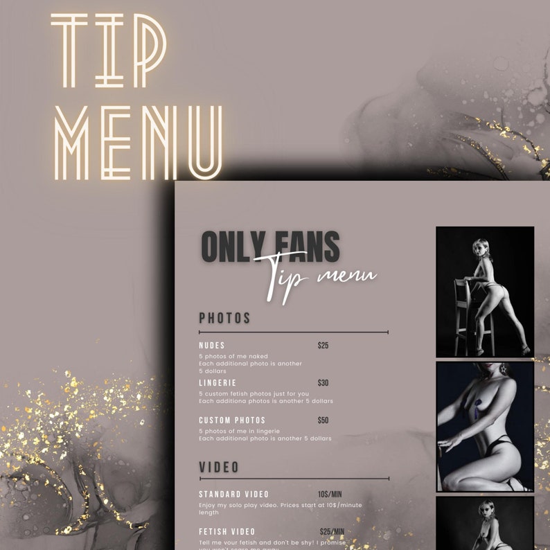 Onlyfans Tip Menu | Editable Template | Digital Download | - Etsy