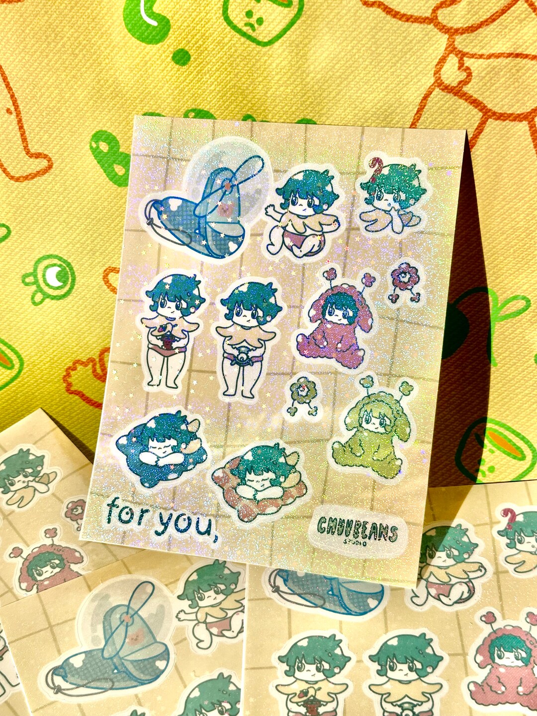 Cute Doodle Sticker Sheet Vinyl Sticker Matte/holographic Waterproof ...