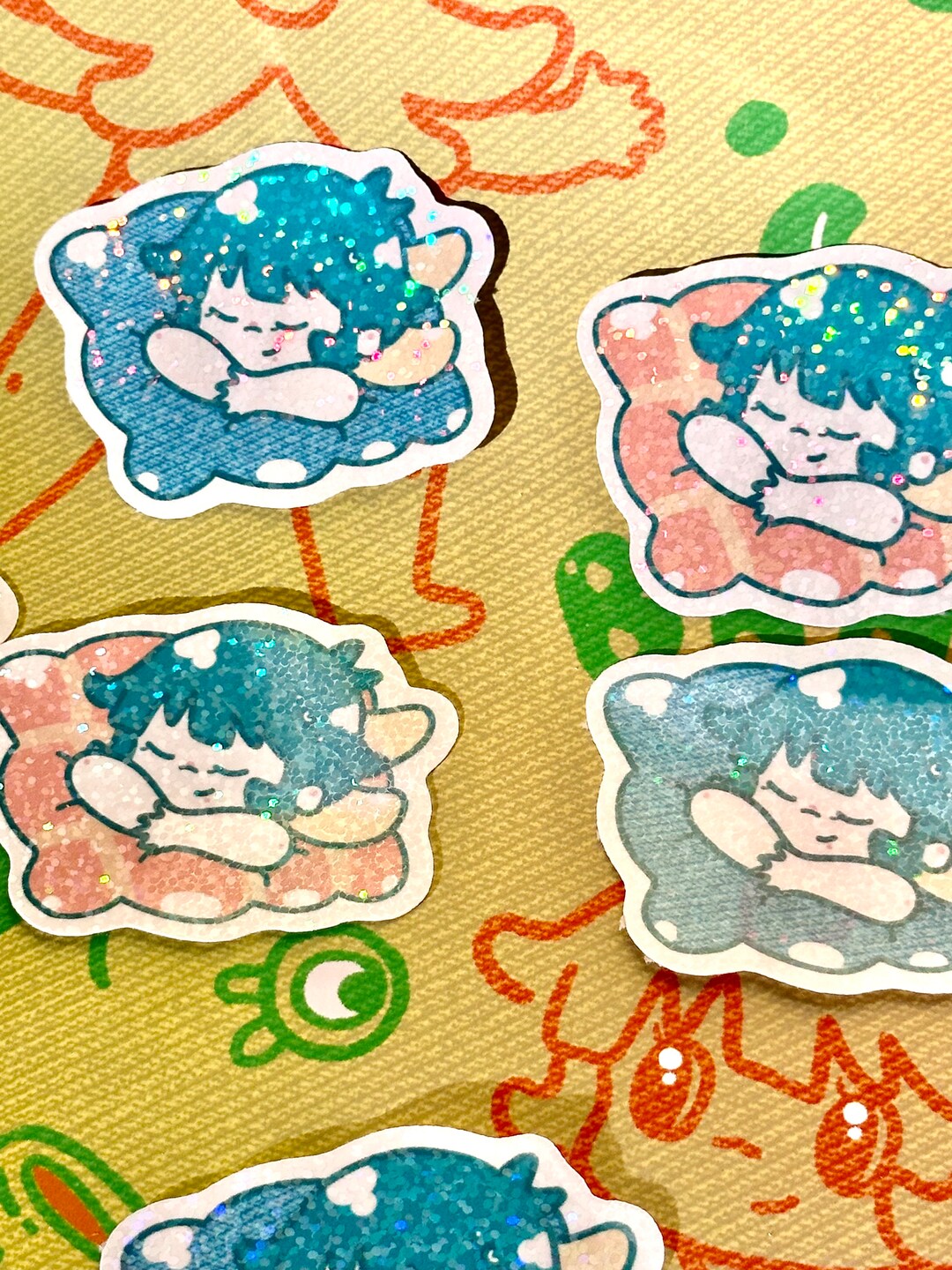 Sleeping Cute Vinyl Sticker Matte/holographic Waterproof for Stationary ...