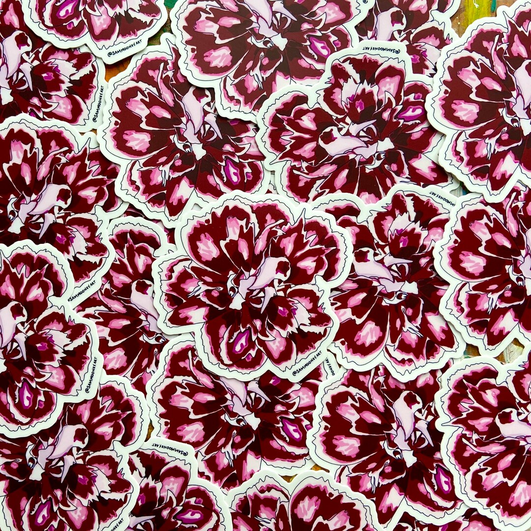 Multi Colored Carnation Flower Sticker - Etsy