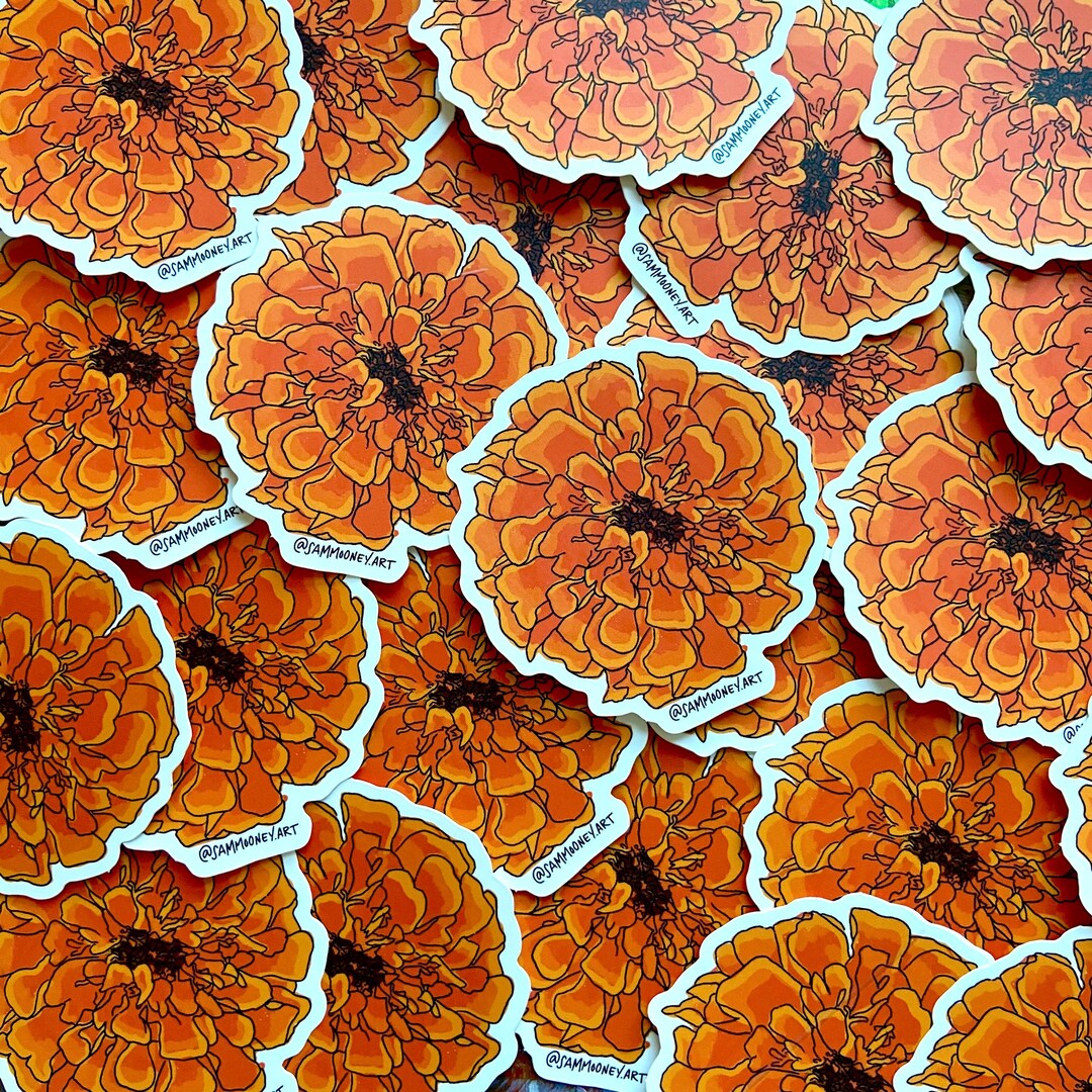 Marigold Flower Sticker *updated* - Etsy