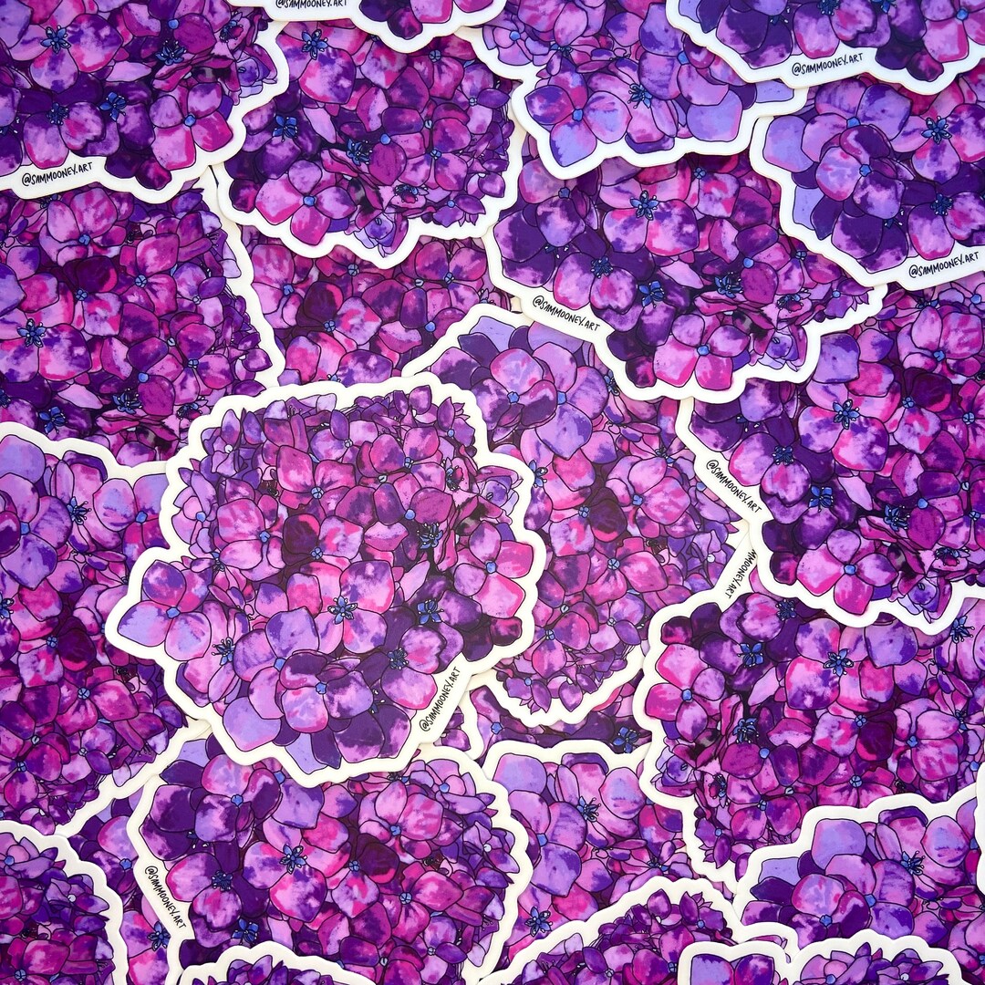 Purple Hydrangea Flower Sticker - Etsy