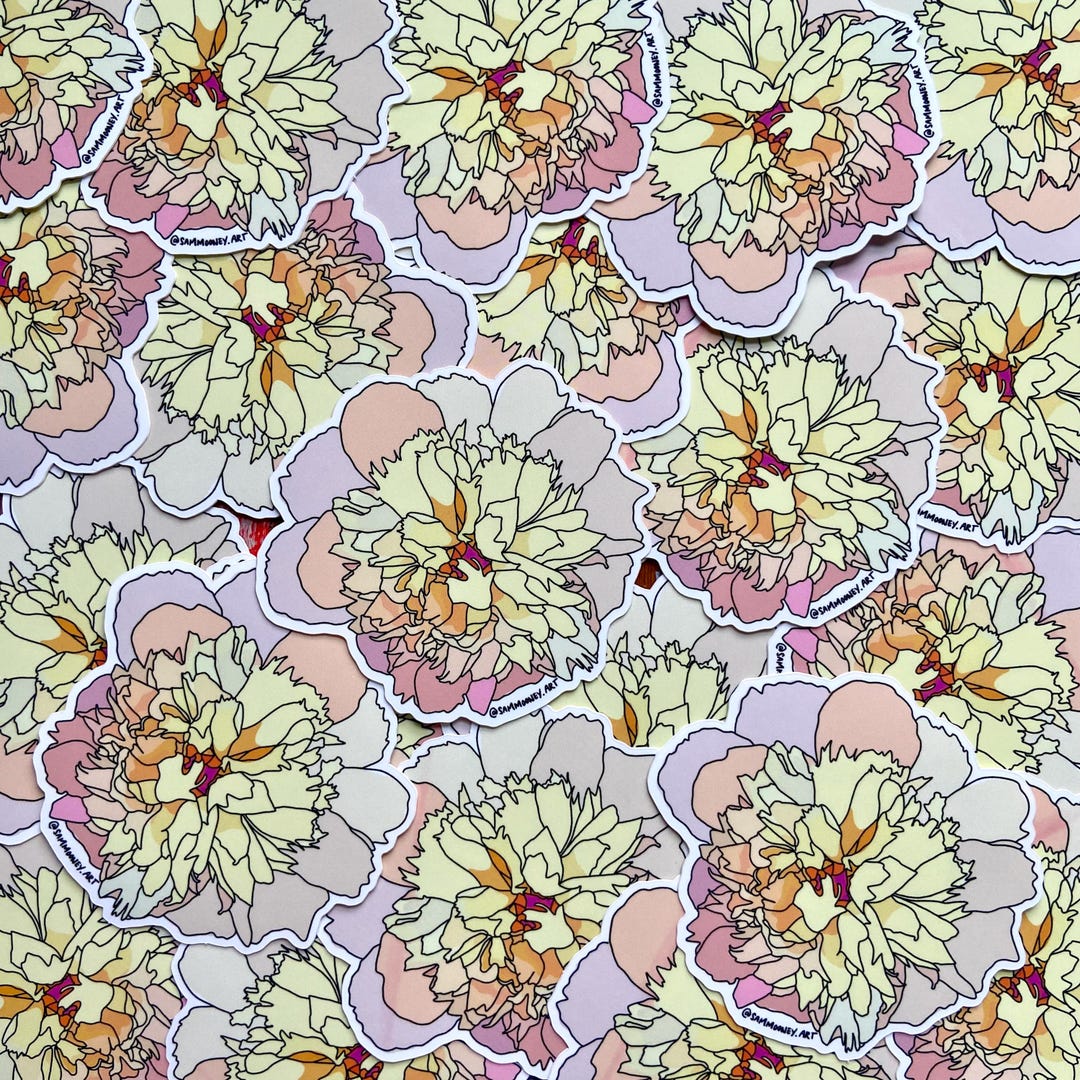 Light Pink Peony Flower Sticker - Etsy