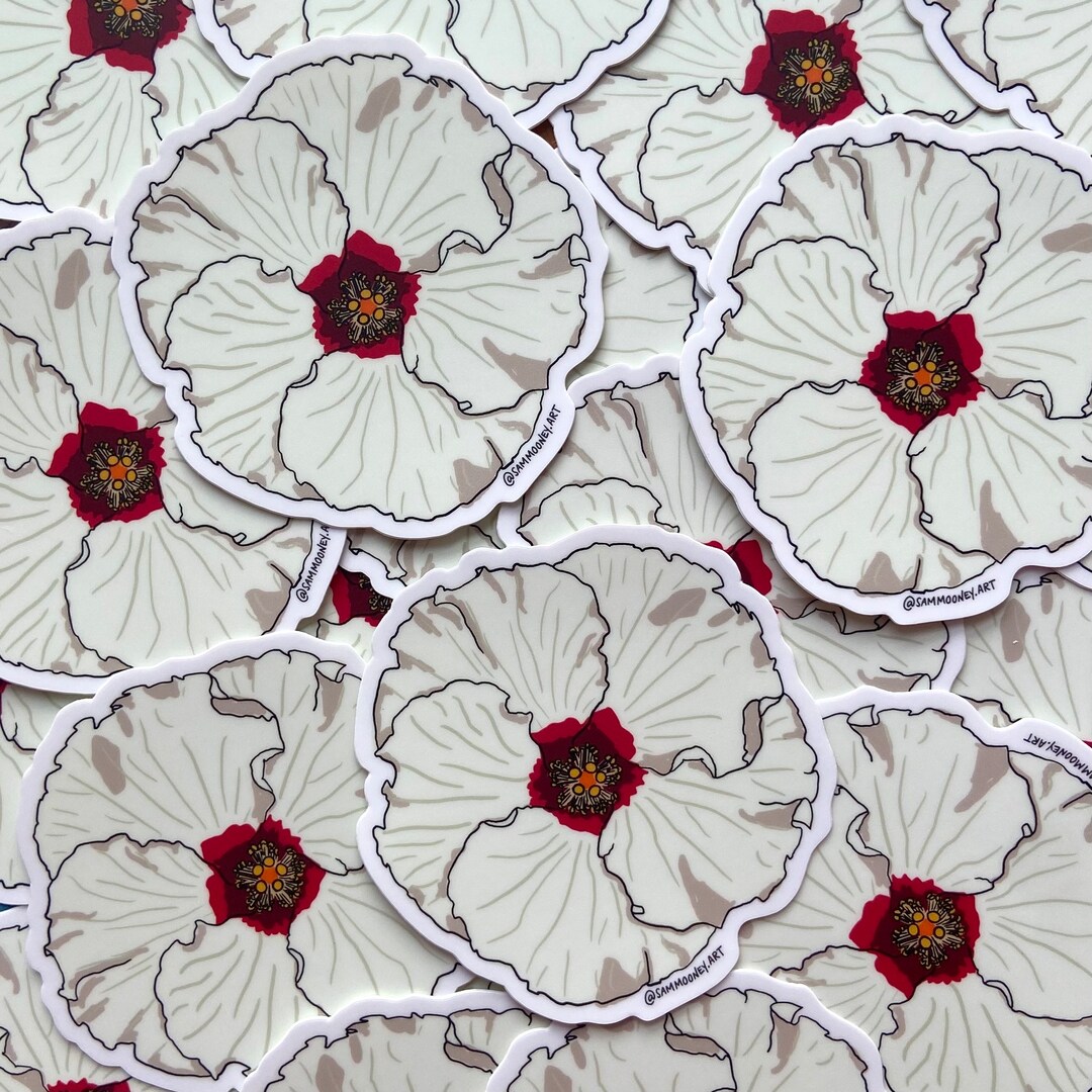 White Hibiscus Flower Sticker - Etsy