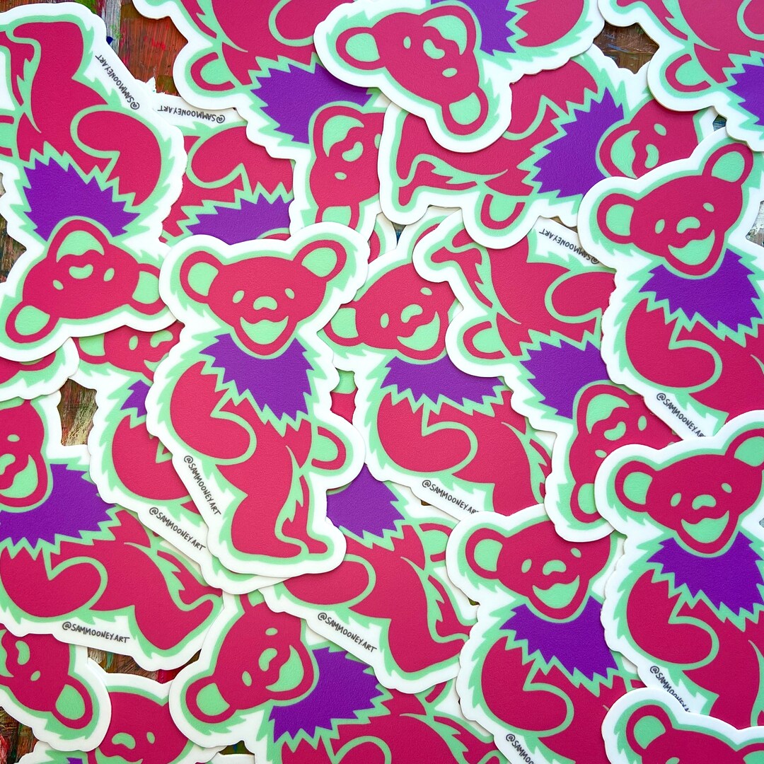 Grateful Dead Neon Pink Dancing Bear Sticker - Etsy