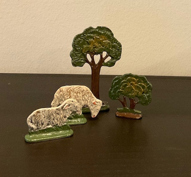 Vintage German Kuhn Pewter Trees and Sheep Set of 4 Circa - Etsy