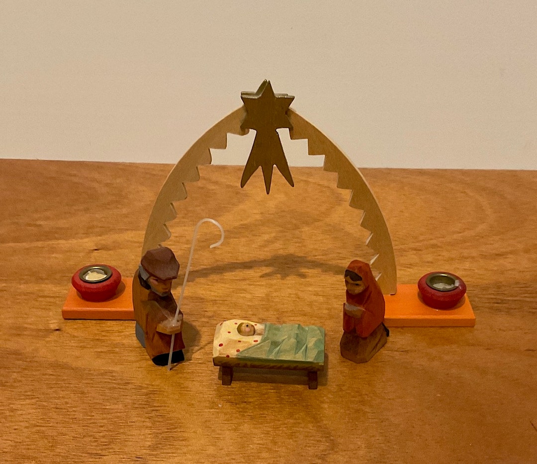 Vintage Emil Helbig Wooden Nativity Candle Holder and Arch, Circa 1970 ...