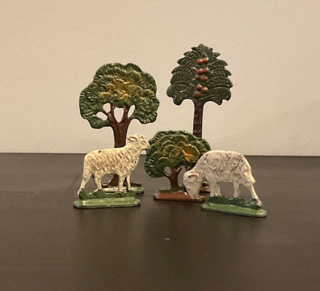 Vintage German Kuhn Pewter Trees and Sheep Set of 5 Circa - Etsy