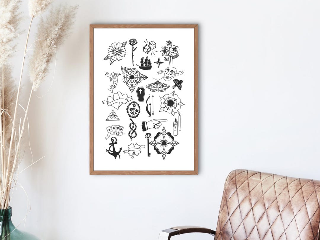 Tattoo Flash Art Print | Old School Tattoo Style (digital Download) - Etsy